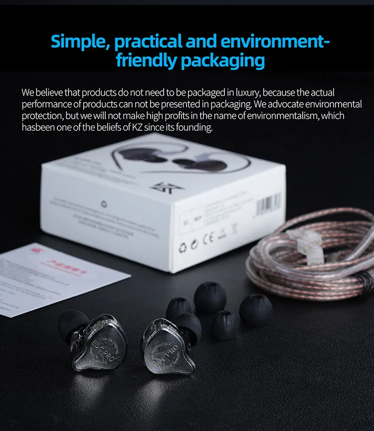 Original KZ EDC PRO Dynamic In-Ear Wired Earphones 3.5mm Interface HI ...