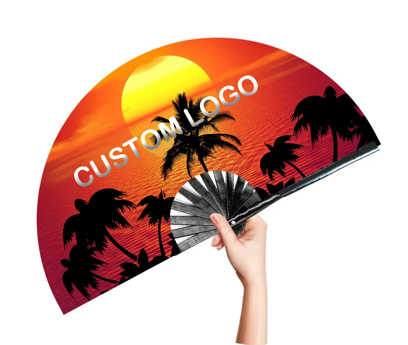 Bsbh Custom Large Clack Bamboo Hand Fan Handheld Folding Fans For Men ...