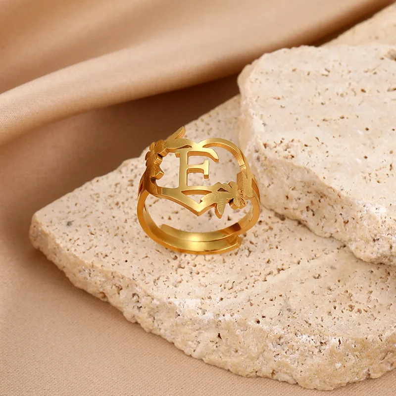 Luxury Statement Stainless Steel 18k Pvd Gold 26 English Letter Open ...