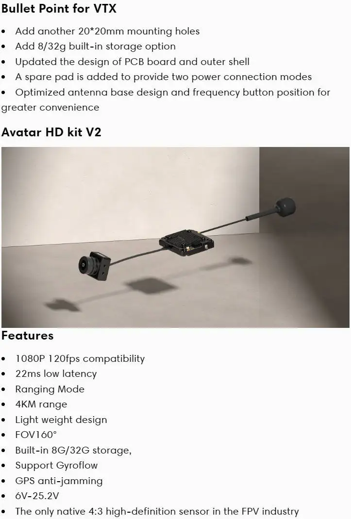 CADDX Avatar V2 2K Camera with Gyroscope for UAV - RC Quadcopter Parts ...