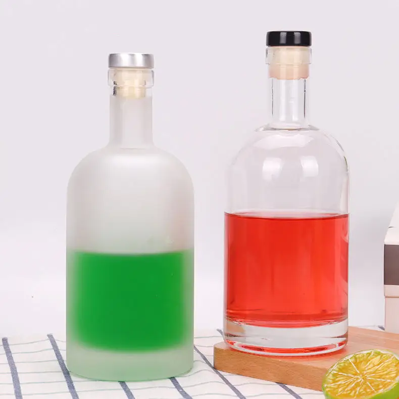 Vanjoin 200ml 375ml 500ml 750ml 1000ml Transparent Round Empty Flint Glass Liquor Wine Vodka ...