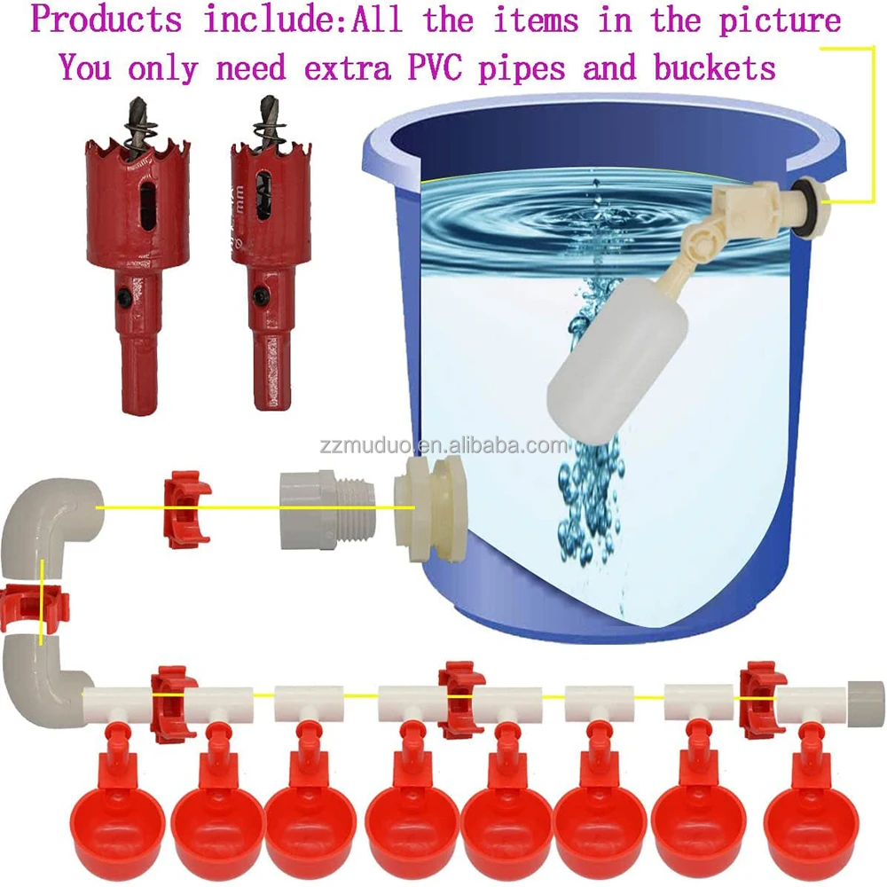 Muduoduo Poultry Bucket Drinker Line System - Easy Operate