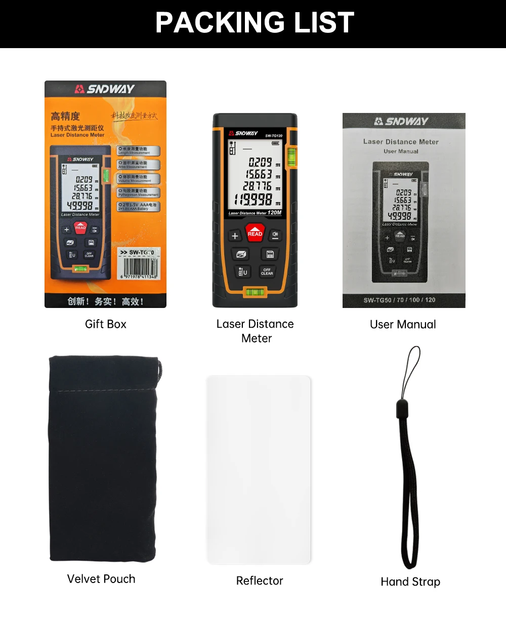 SNDWAY Wholesale Digital Measurement Tape 4 in 1 Laser Tool