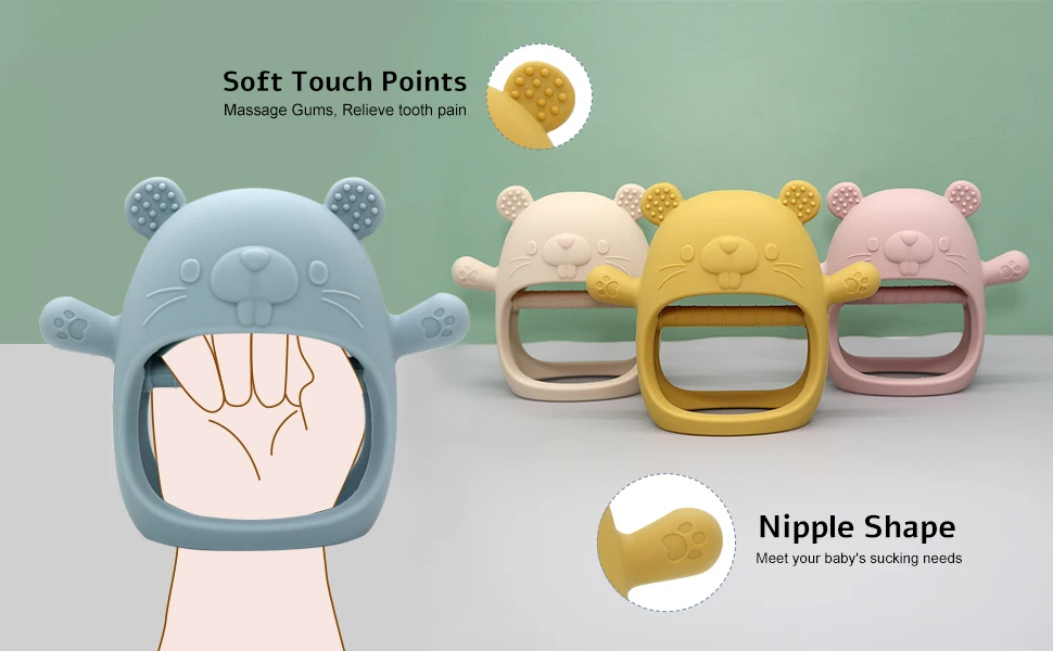 Chick Shape Baby Teething Toys Never Drop Hand Wrist Teether Food-Grade ...