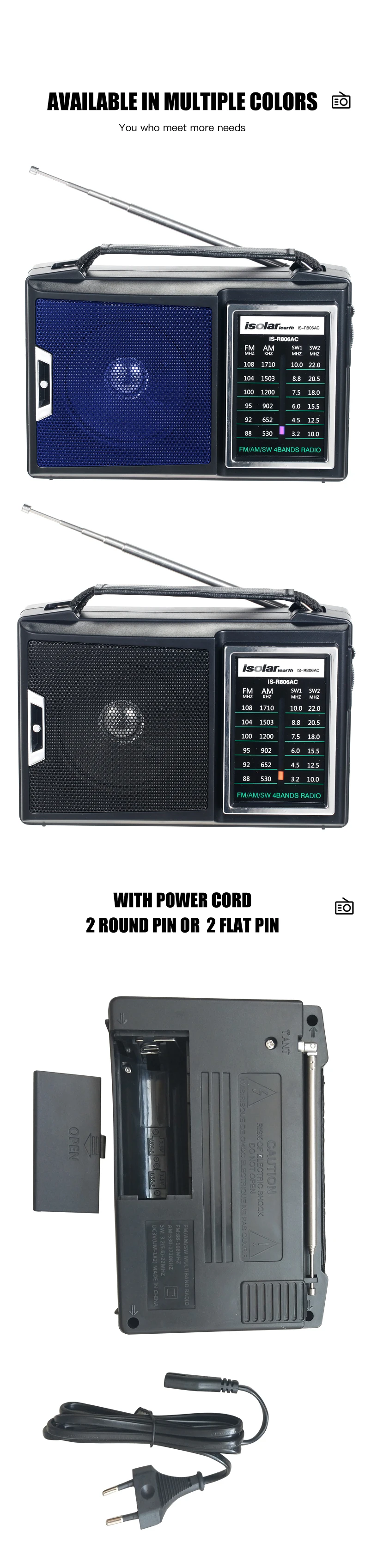 Portable Multi-Frequency Modulation Radio with BT Speaker