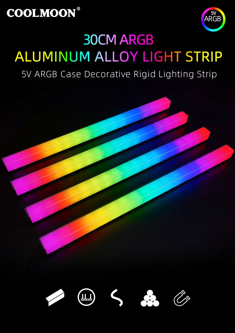 COOLMOON AR300 Computer Gaming Argb Led Strip Pc 5V ARGB Sync Argb ...