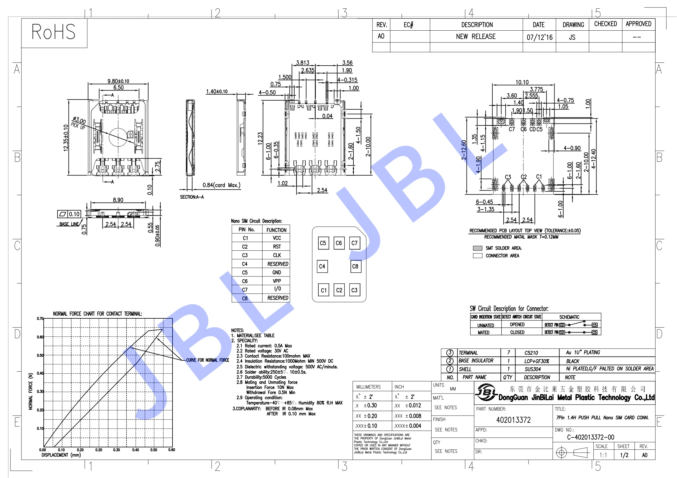 NANO SIM push pull socket 7Pin connector | jblconnector.com