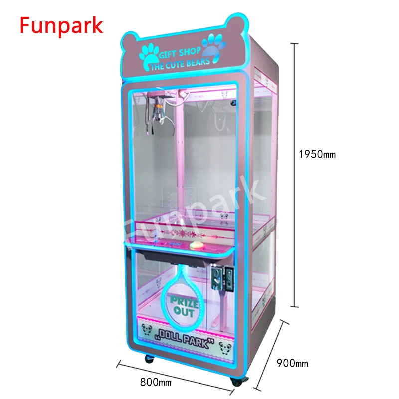 Coin Operated Mall Transparent Clip Doll Machine Game Center Plush Toy ...