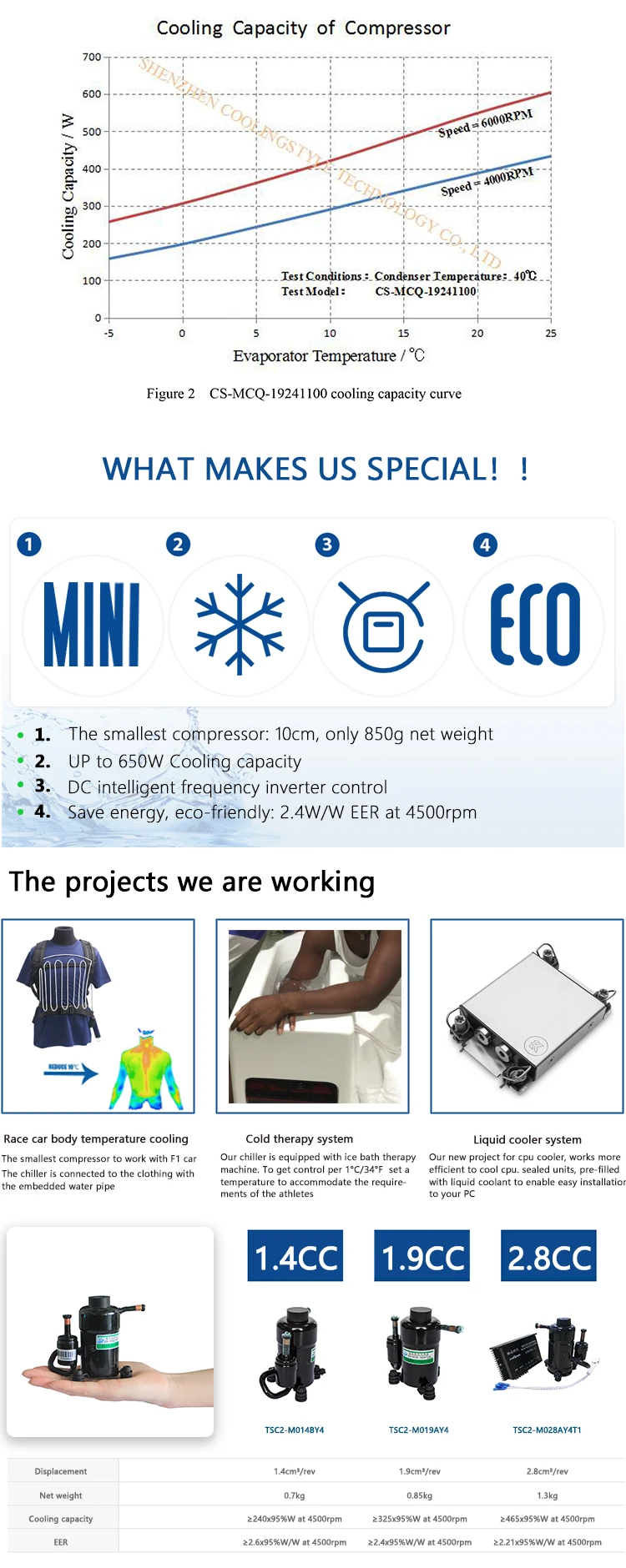R134A Micro Mini Rotary 24V DC Compressor - 500W Cooling