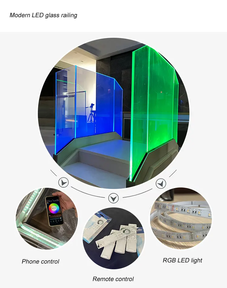 Led Glass Railing With Led Light Strip Aluminum U Channel Profile ...