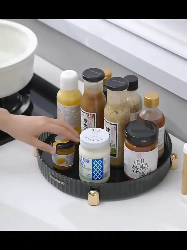 Multifunctional Pet Plastic Rotation Spice Rack Non-skid Pantry Cabinet ...