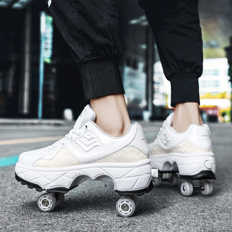 Four-wheeled Kids Roller Skates Multifunctional Deformed Roller Skate ...