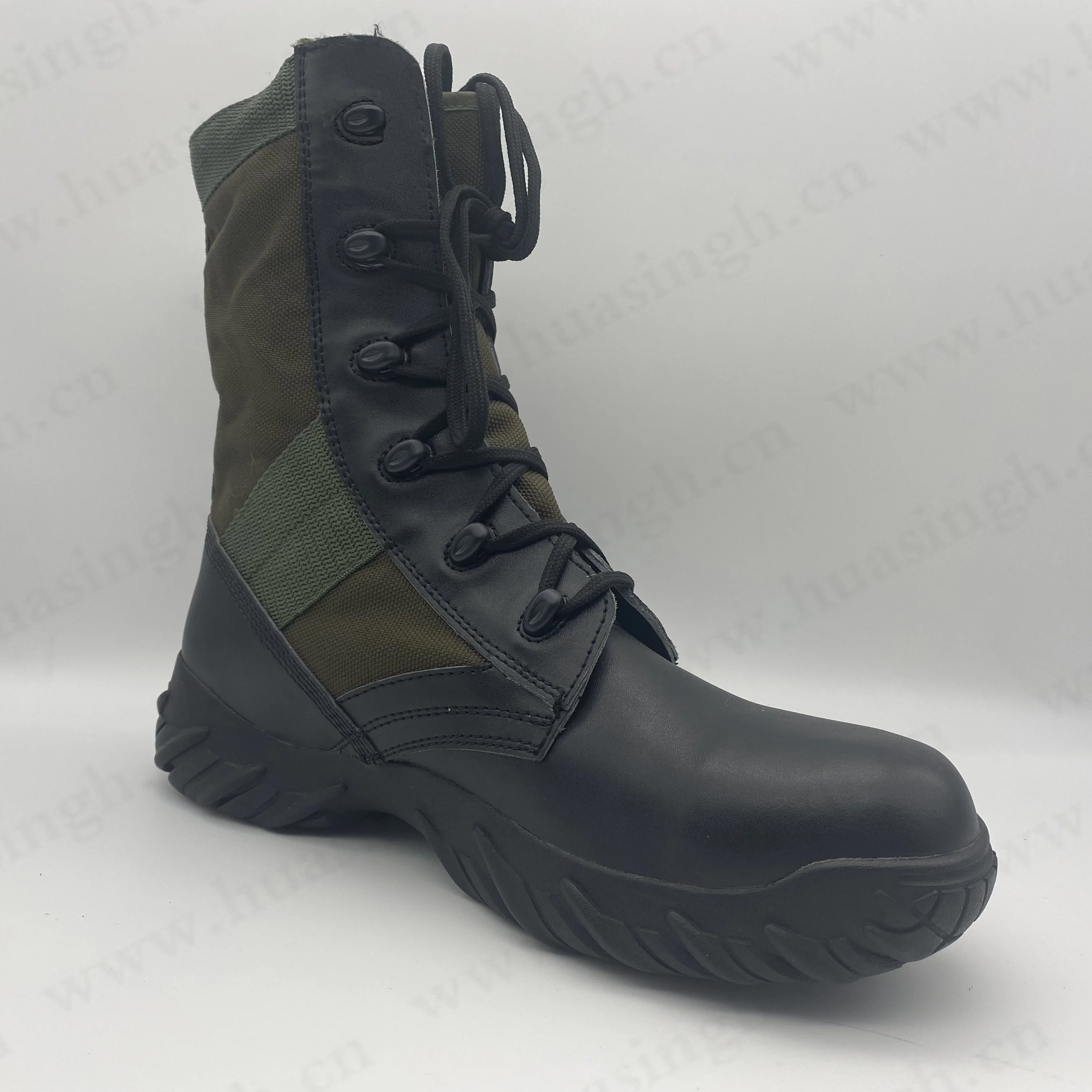 Zh,8 Inch Curve Zipper Design Black Training Combat Boots Anti ...