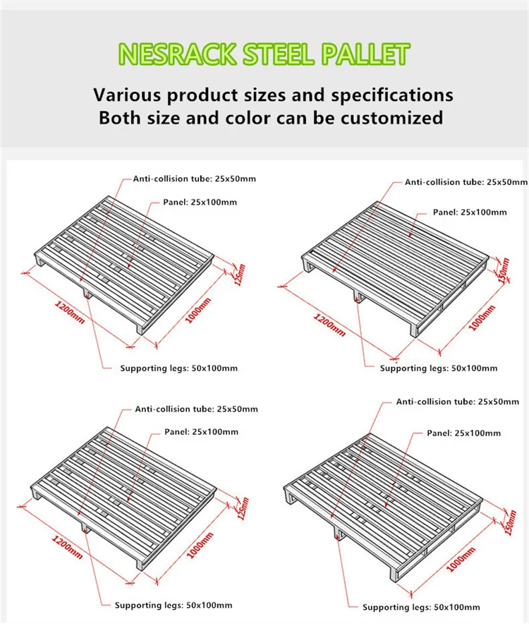 Heavy Duty Industrial Warehouse Storage 1200x1000 Steel Pallet 2/4 Way ...