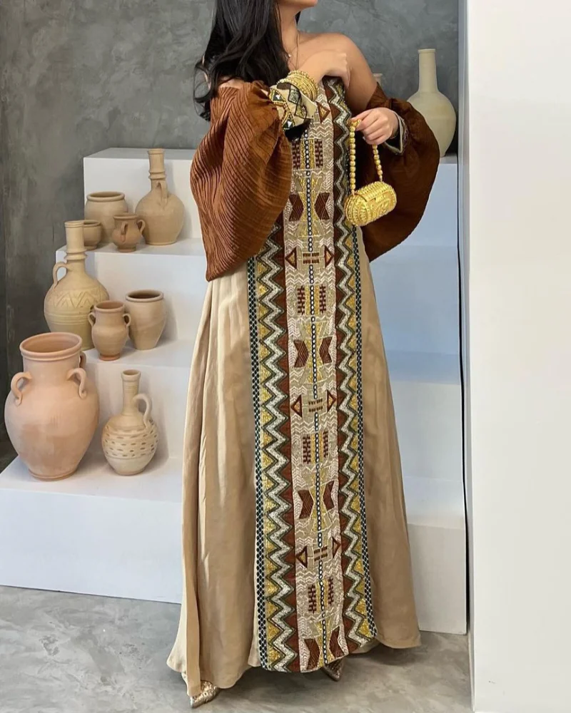 Custom Oem Middle East Arab Kuwait Ethnic Print Halter Dress And ...