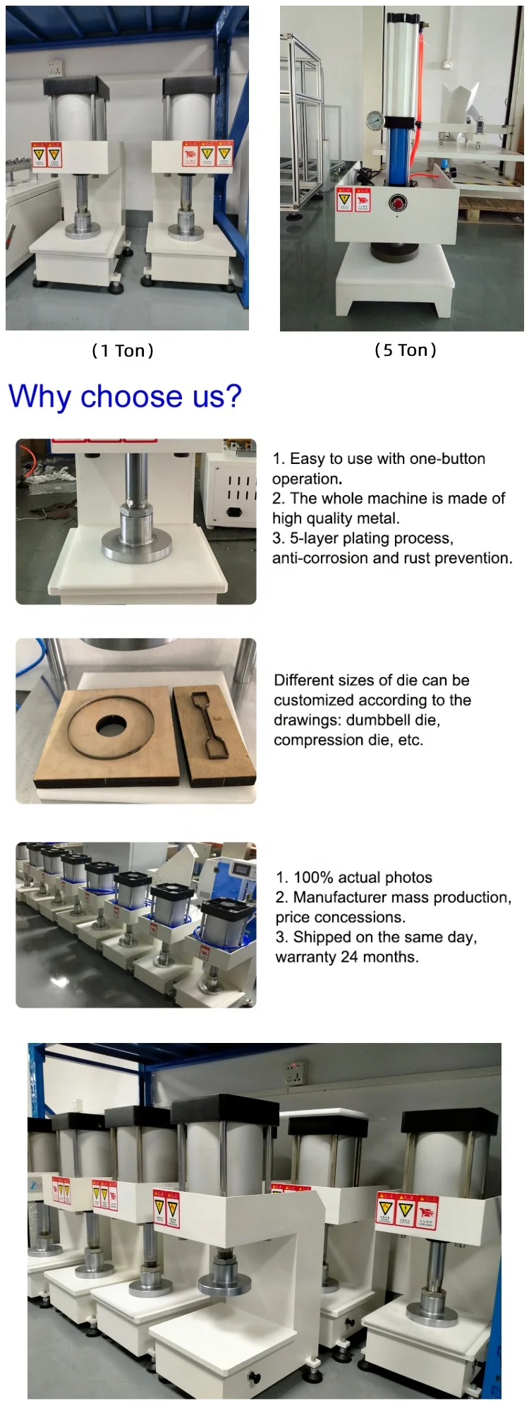 ISO 527 Custom Tensile Sample Cutting Machine Rubber Dumbbell Die Cutter