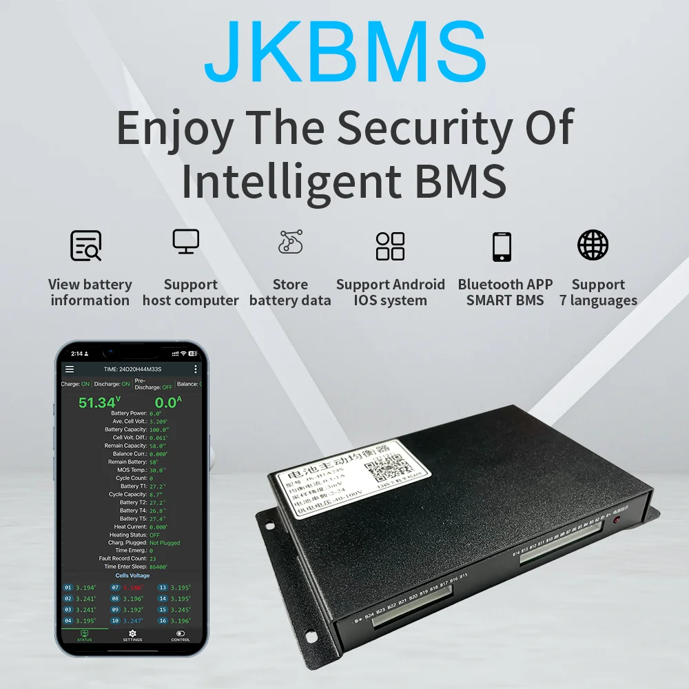 Jk SMART Active Balancer B1A24S 12v 24v 36v 48V 72V 96V Lifepo4 Li-Ion ...