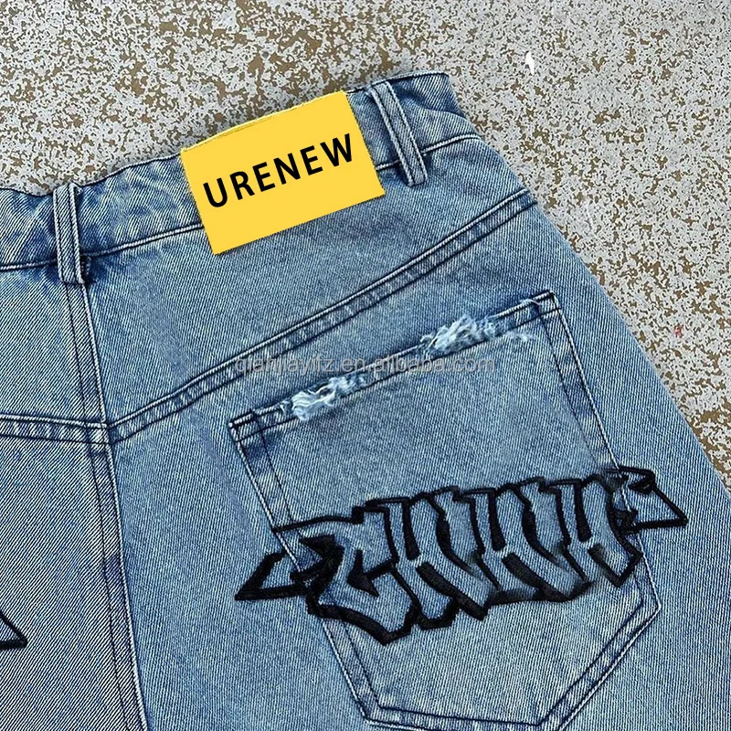 Custom 3d Embossing Logo Retro Wash Raw Hem Cut Edge High Quality ...