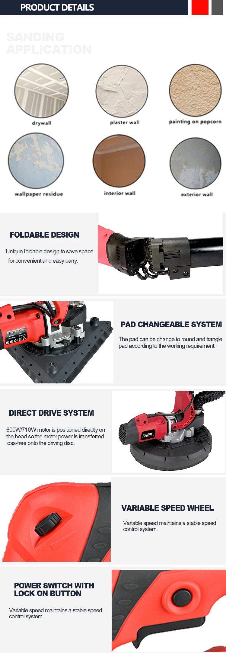 Burley Popular Design Drywall Machine Grinder For Putty Plaster Wall ...