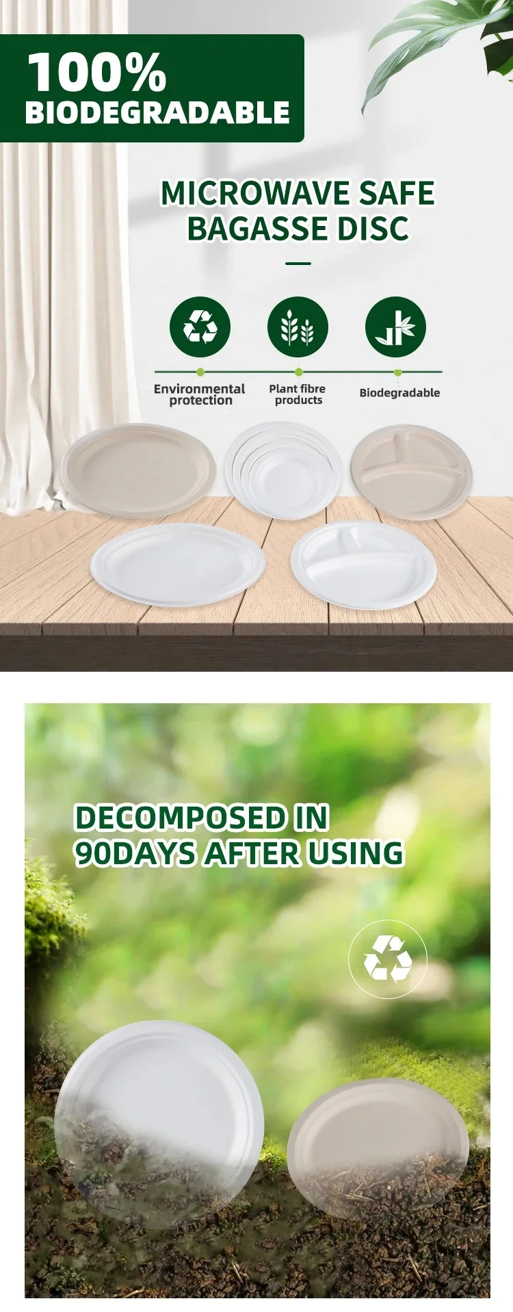 Compostable Disposable Biodegradable Rectangle Sugarcane Bagasse Paper ...