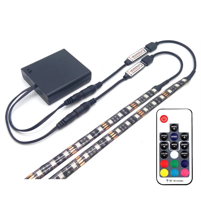 DIY RGB+IC Battery Powered LED Strip Lights Color Changing USB LED ...