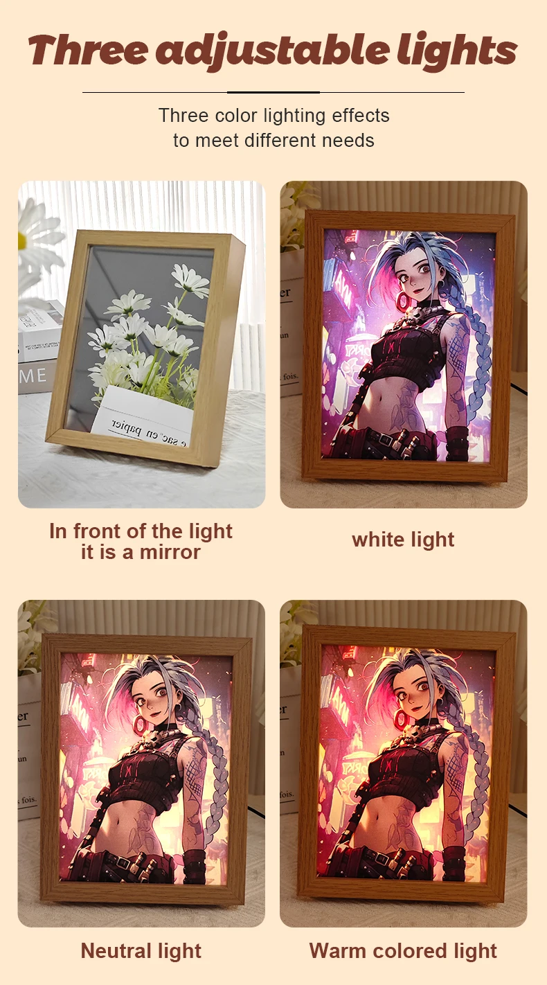 Customized Genshin Impact Mirror Light Art-Themed LED Lamp