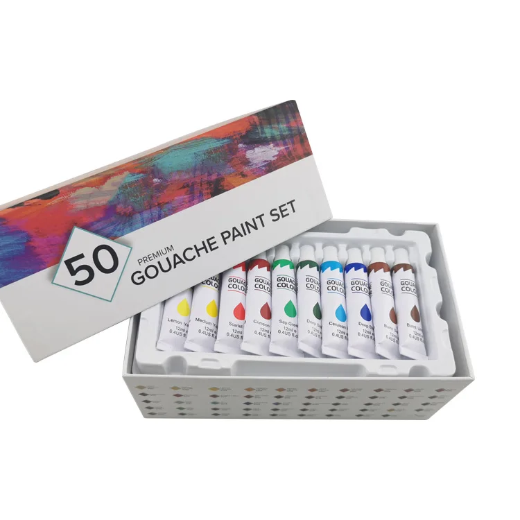 50 Colors Gouache Paint Set Portable Case With Palette For Artists ...