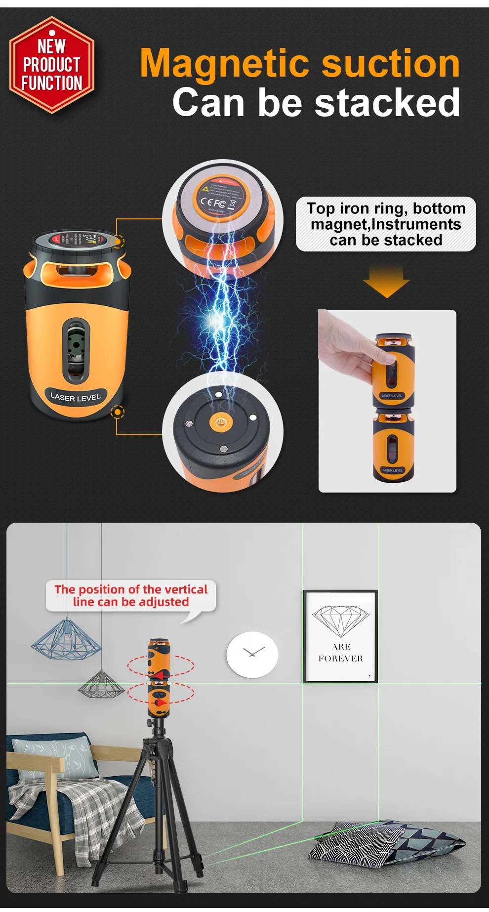 Factory Delivery Green Beam Self-leveling 360 Cross-line Laser Level ...