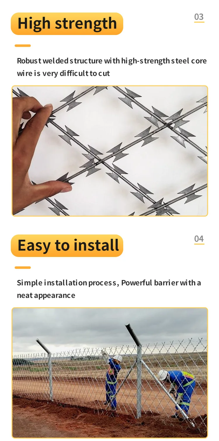 Hot DIP Galvanized Straight Line Razor Barbed Wire Mesh Fence Iron Wire ...