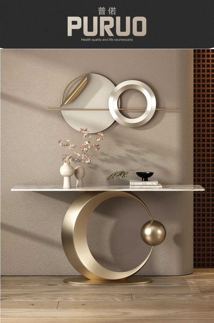 Puruo Luxury Hallway Turkish Sliver Gold Metal Console Stainless Steel ...