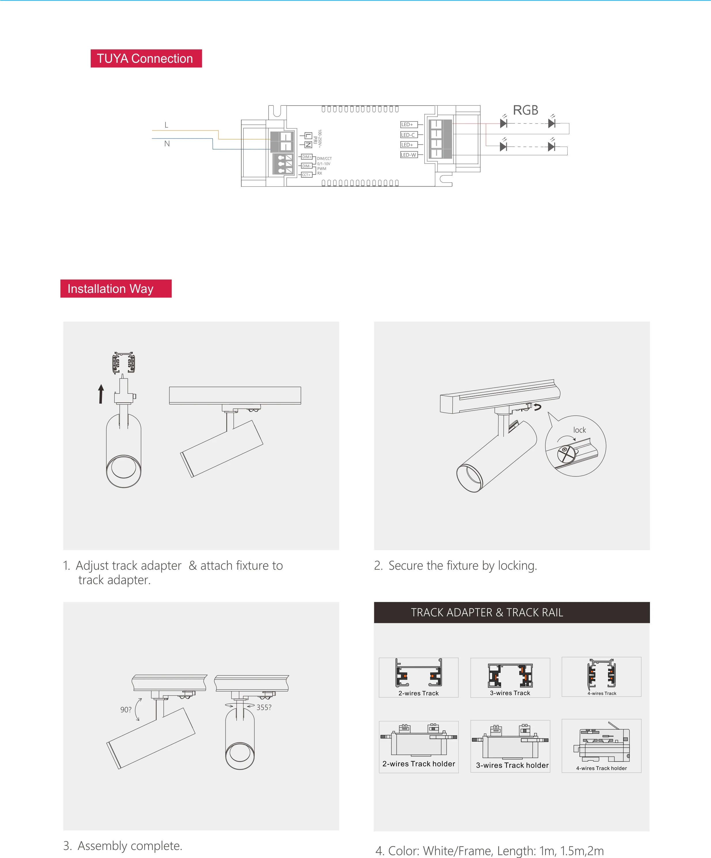 DMX 2700K-6500K RGBCW LED Track Light 10W-40W RGB Rgbw Rgbcct Modern Design with Tuya Wifi ...