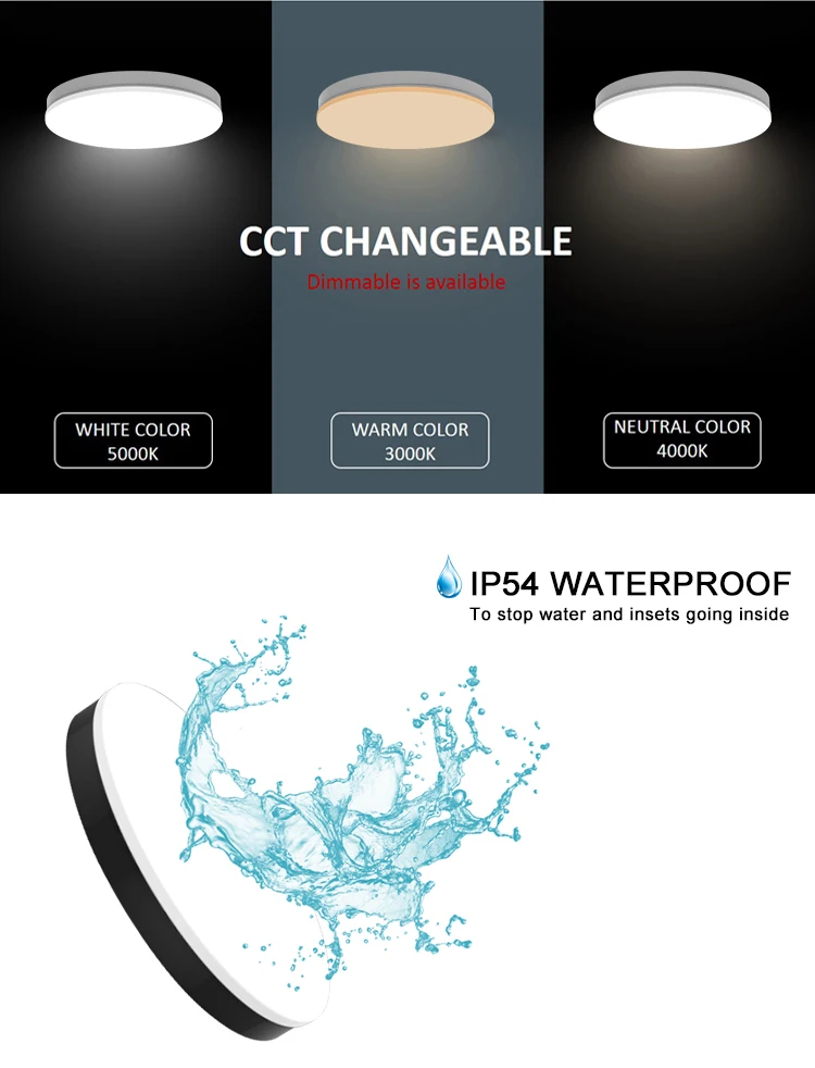 Led Ceiling Light 12w 15w 28w Round Smart Home Lights Ip54 Cct Dimmable Sensor Led Night Lamp ...