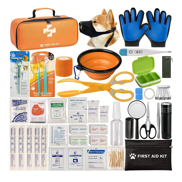 Pet First Aid Kit - 98 PCS Emergency Supplies for Dogs & Cats