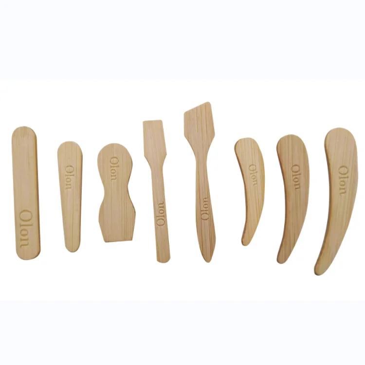 Beveled Edged Disposable Wooden Spatulas Sticks for Beauty Salon Cream ...