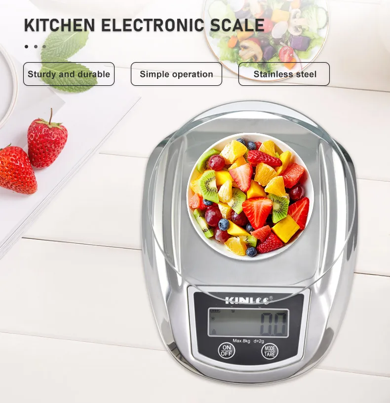 Multifunction Stainless Steel 5kg 11lb Electronic Food Weighing Digital ...
