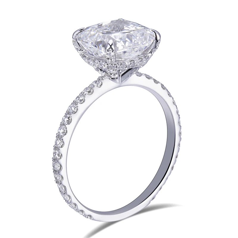 Messi Custom Jewelry 18k Solid Gold Cvd Hpht 3.2ct E Vs1 Cushion Cut ...