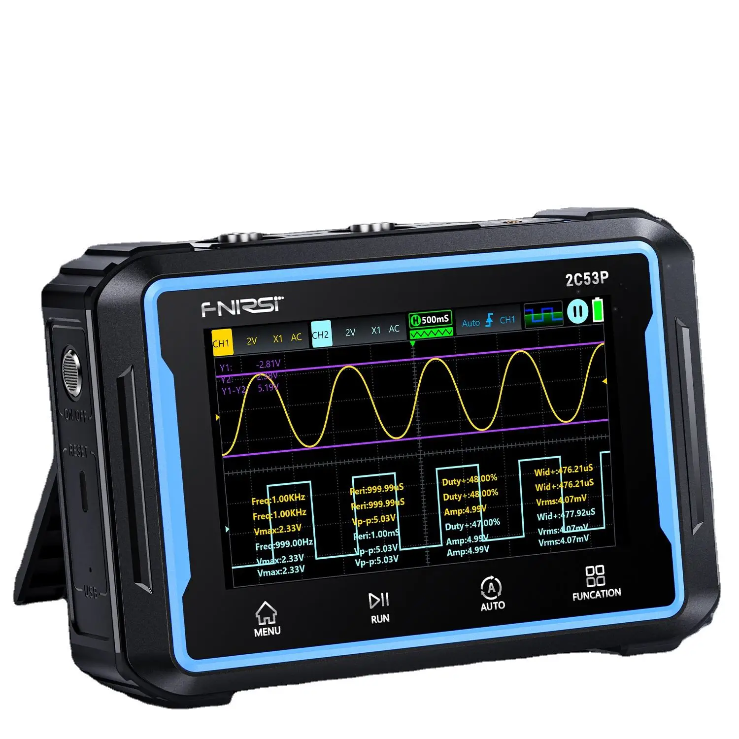 NEW Fnirsi 2C53P Digital Oscilloscope Real Time Sample Rate 50mhz Dual ...