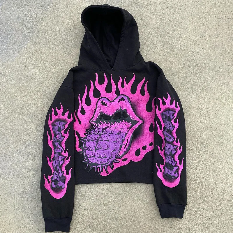 Custom Male Blank Raw Hem Foam Cropped Hoodie - Heavyweight