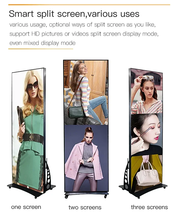 Indoor Ultra Thin Portable Poster LED Waterproof Poster Display P1.86 ...