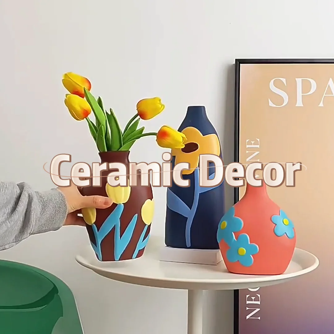 Modern Handmade Ceramic Simple Checkerboard Vase For Living Room Or ...