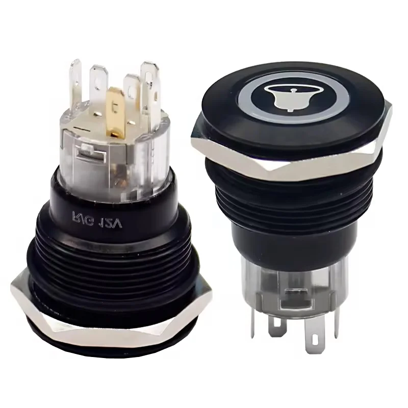 ON/Off 19mm Latching 1NO1NC SPDT Black Shell 12V Power Switch black ...