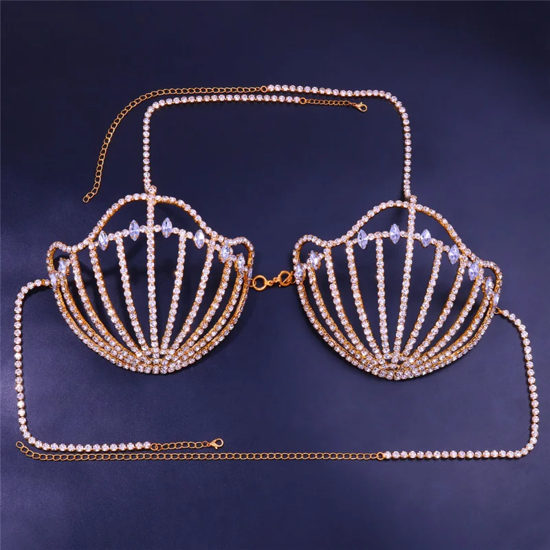 Sexy Bra Chain Body Jewellery Crystal Long Tassel Drop Halter Jewelry ...