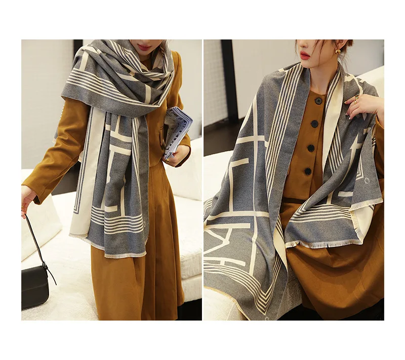 Luxury Brand Designer Scarf Cashmere Double-Sided Shawl Women Ladies ...