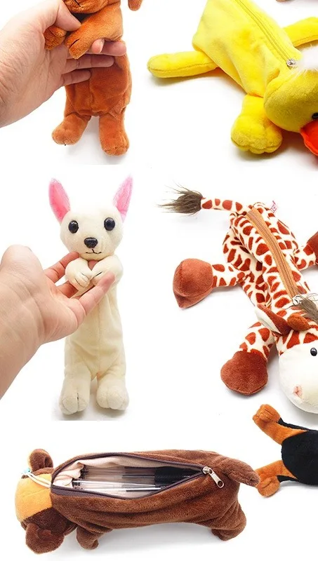 Child Gift Animal Lion Tiger Plush Stuffed Pencil Case For Kids Soft ...