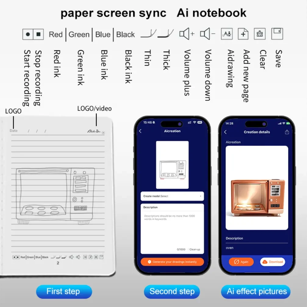 AI Smart Office Notebook Fingerprint Lock Privacy Protection Leather ...