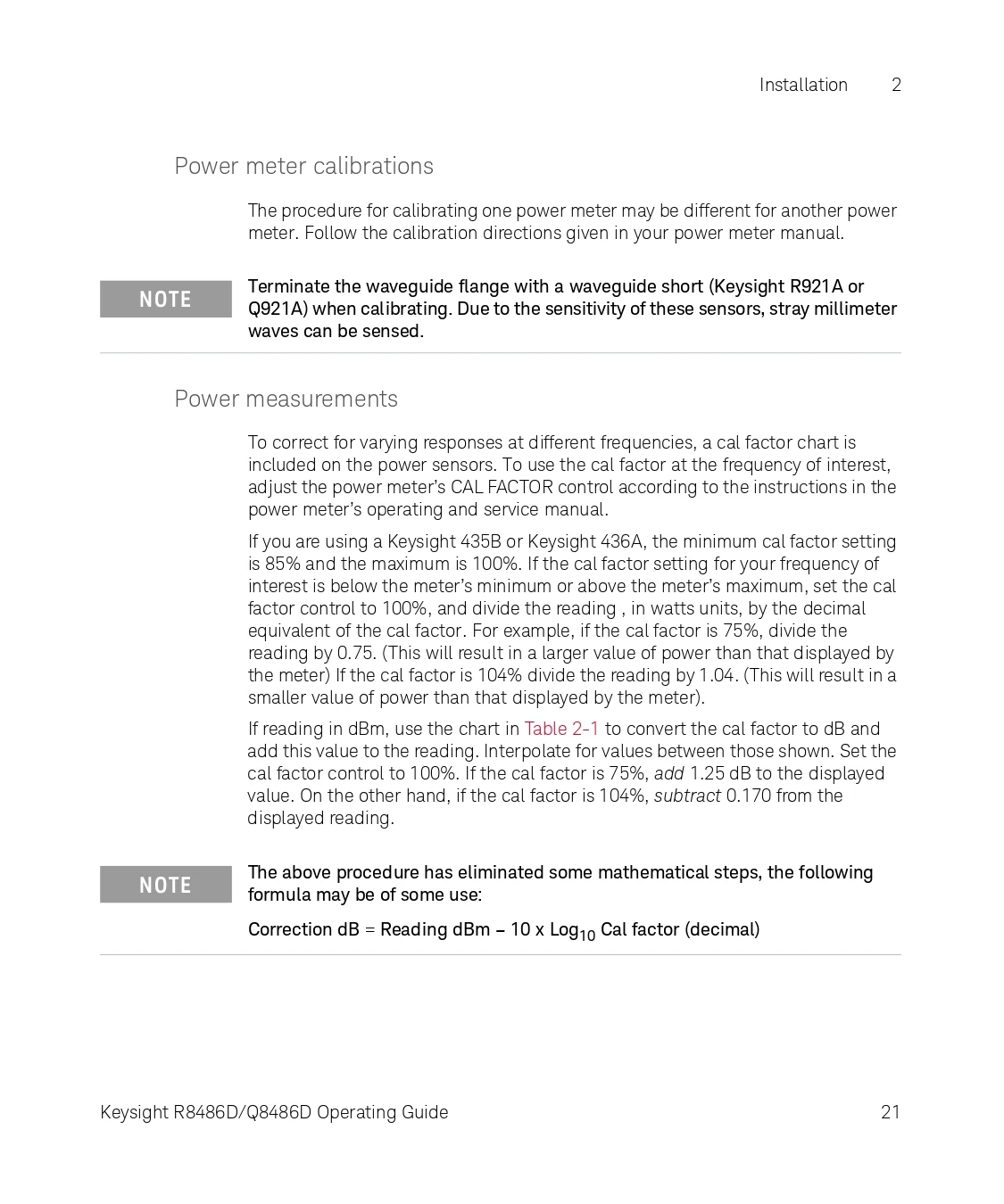 Keysight Q8486d Waveguide Power Sensor - 33 To 50 Ghz, -70 To -20 Dbm, Oem
