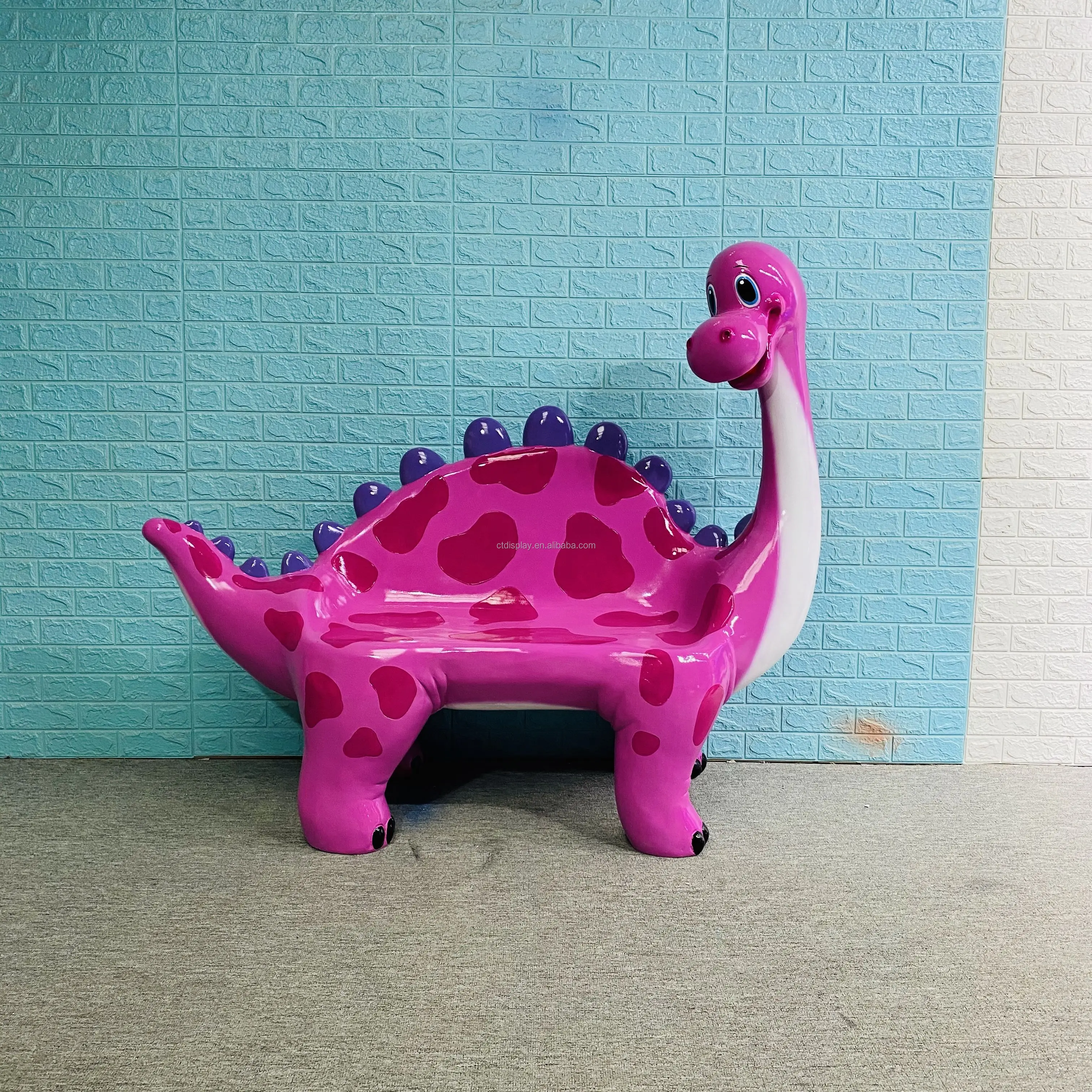 Outdoor Theme Park Fiberglass Sculpture Dinosaur Chair for Kids