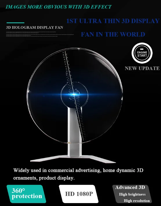 42cm 3d Hologram Fan Led Holographic Projector Player Advertising Machine Display With 16g ...