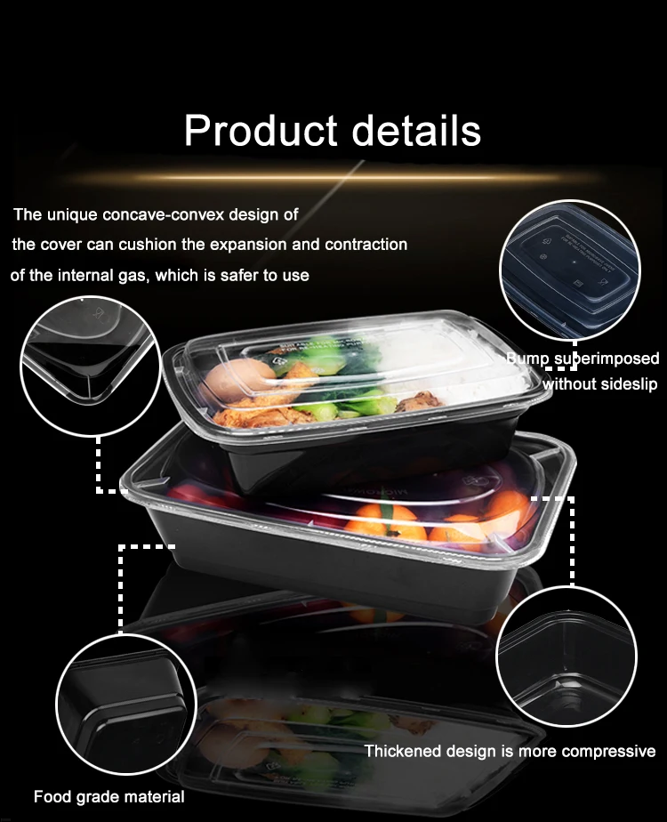 Microwavable Disposable Take Away Thickened PP Transparent Black ...