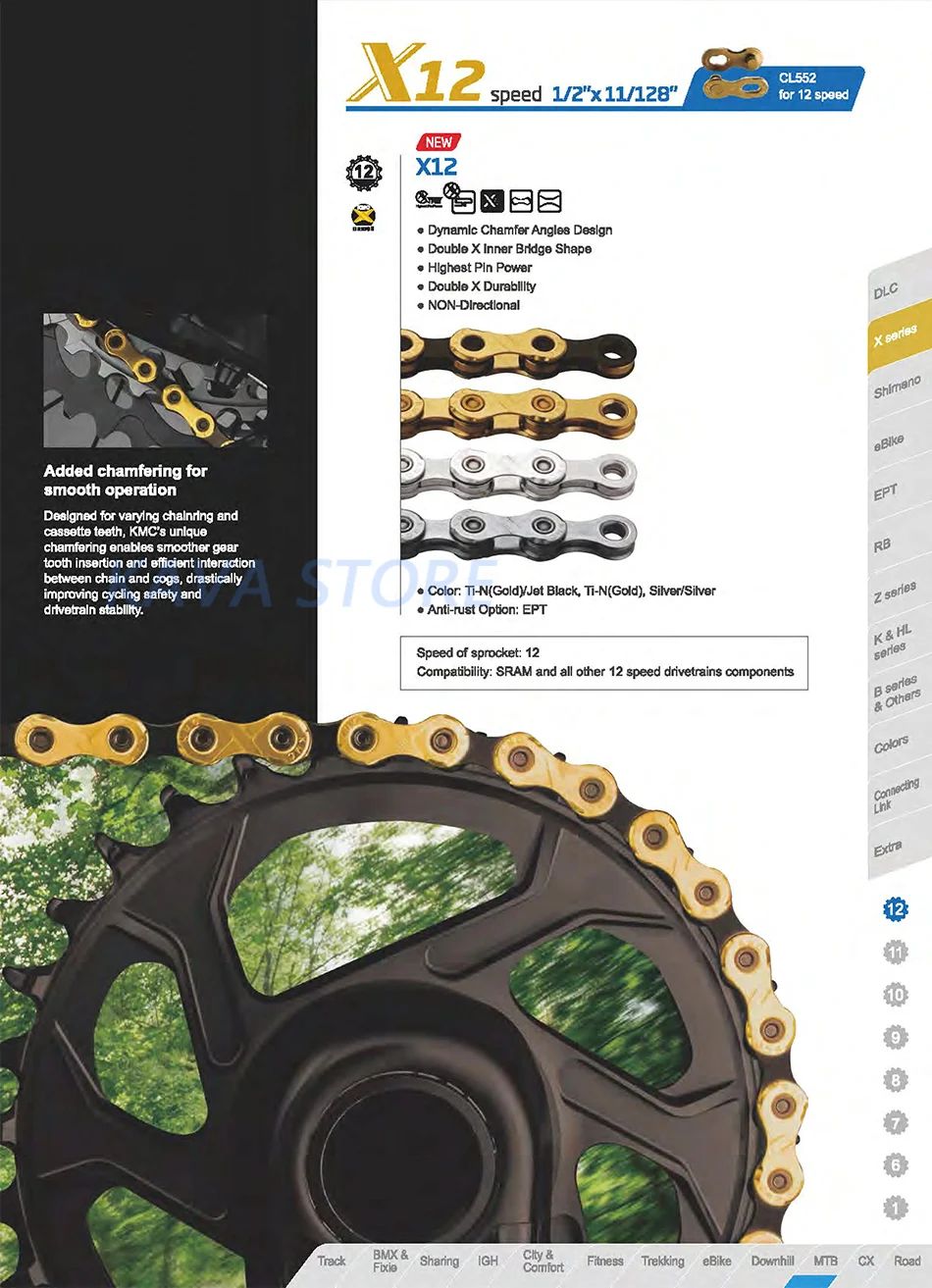 For KMC Bicycle Chain X8 X9 X10 X11 X12 HV408 Z8.3 X8PL Z9 X9L X11EL ...